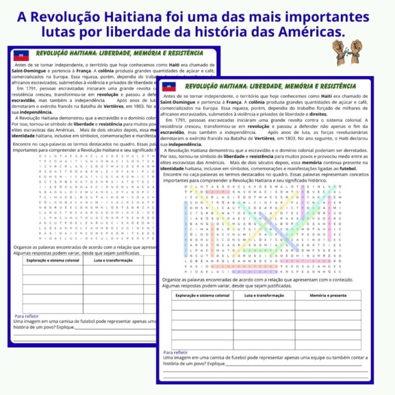 Caça palavras Revolução Haitiana: liberdade, memória e resistência ...