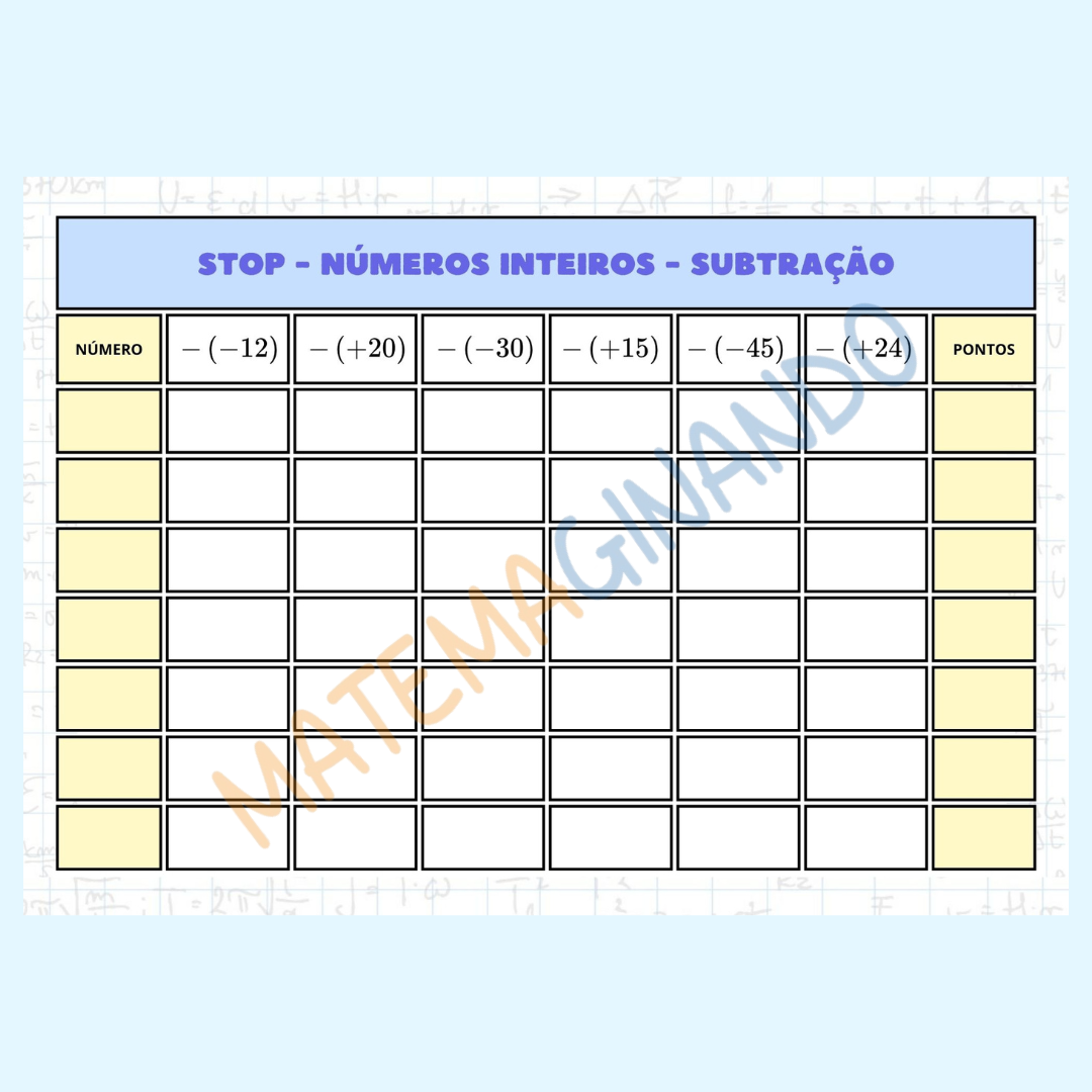 Números inteiros – Stop – Matemaginando
