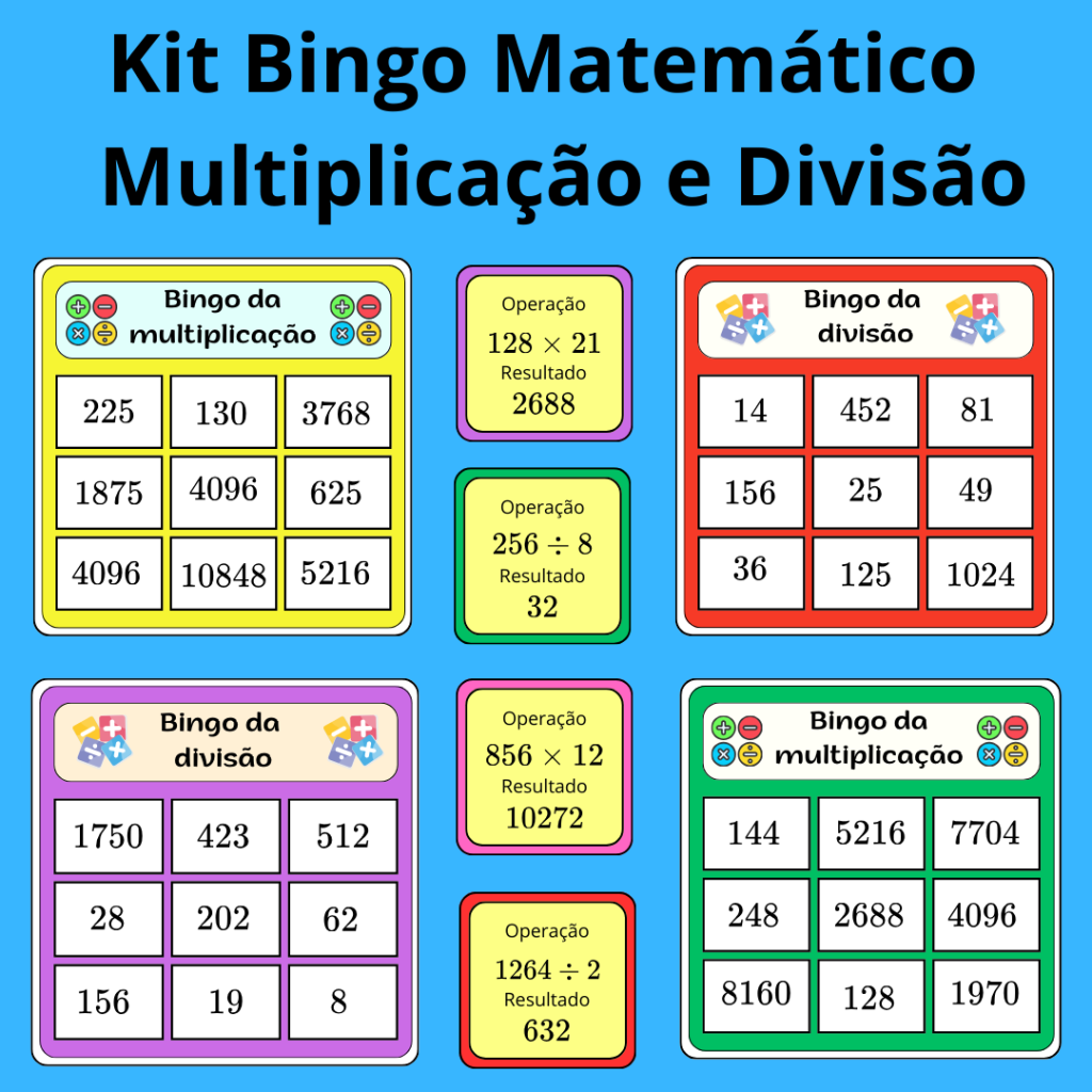 Kit de Bingo de Multiplicação e Divisão – Matemaginando