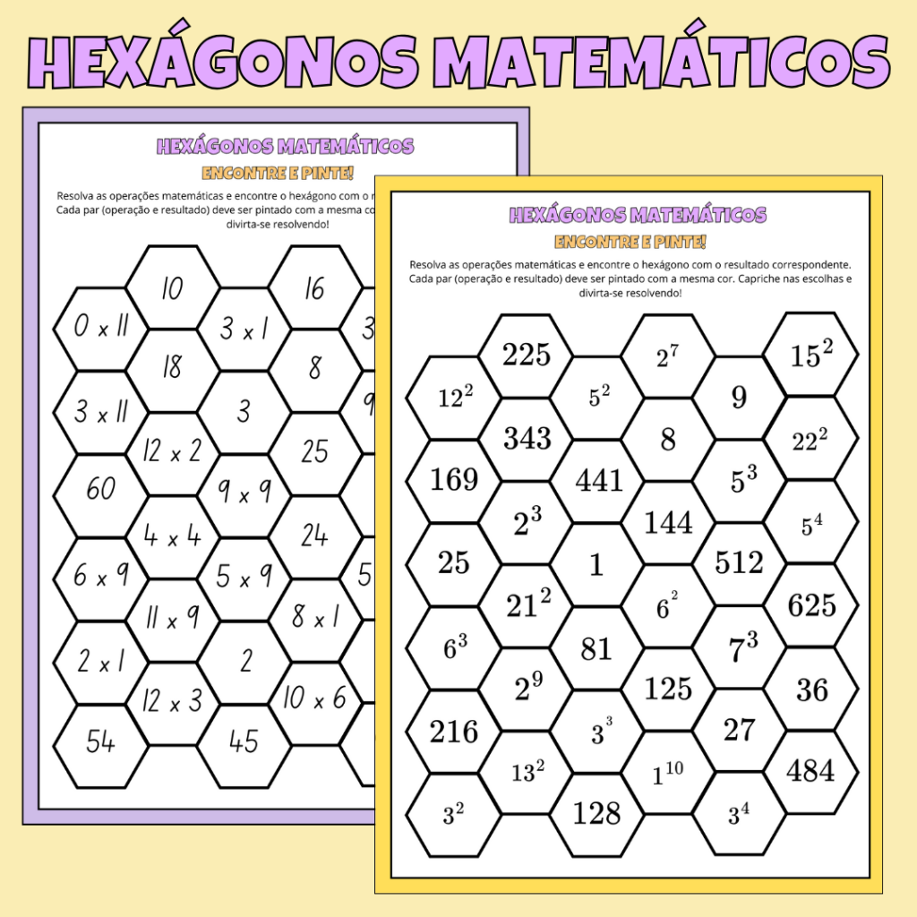 Hexágonos Matemáticos: Encontre e Pinte! – Matemaginando
