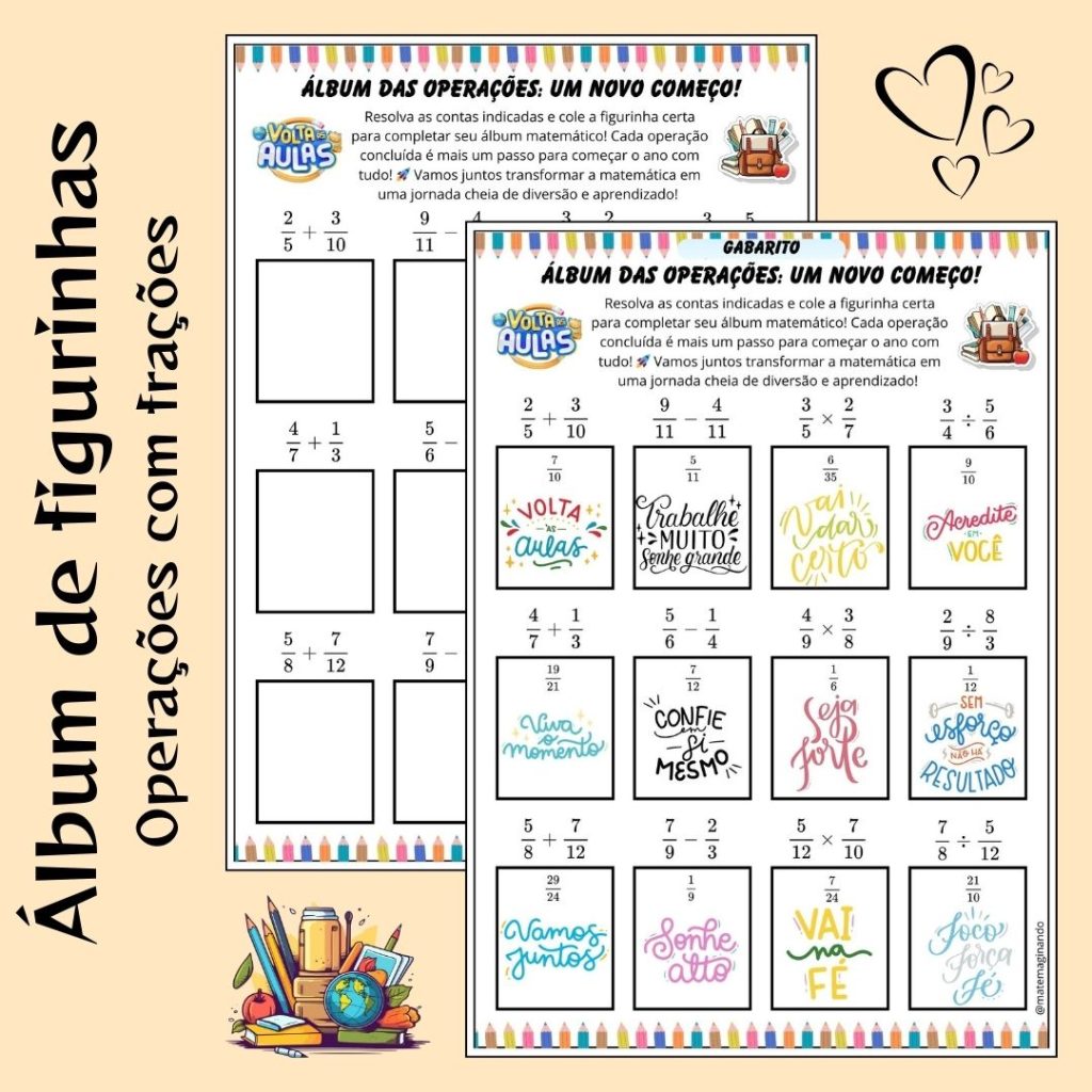 Álbum de Figurinhas: Operações com Frações – Matemaginando
