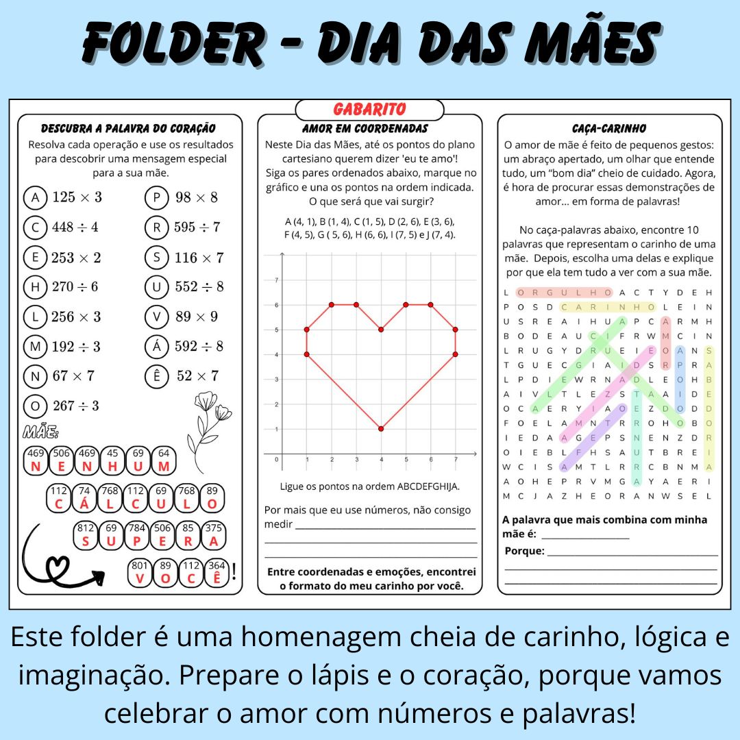 Folder – Dia das Mães – Matemaginando